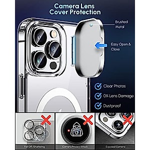 Silverback for iPhone 13 Pro Max Case with Stand, MagSafe-Compatible Case with Built-in Camera Cover,Magnetic Phone Case Shockproof DustProof Cover for iPhone 13 Pro Max 6.7 inch- Clear