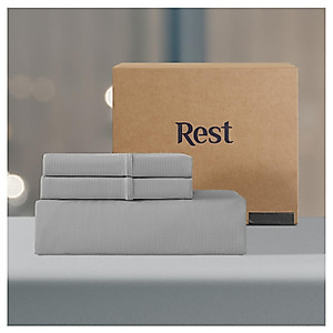 REST® Evercool®+ Starter Sheet Set, 3 PCS with No Flat Sheet, Cooling Sheets Designed for Hot Sleepers and Night Sweats, Knitted with Noble‘s IONIC+ Self-Cleaning Silver Yarns, Gray, King