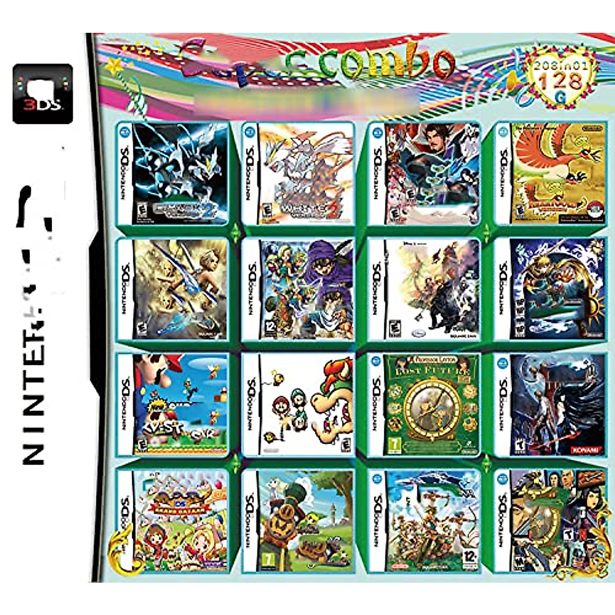 Peakfun 208 in 1 Game Cartridge Multicart,DS Pack Card Compilations, Fine Works Combo Multicart for Ninte-ndo DS, NDSL, NDSi, NDSi LLXL, 3DS, 3DSLLXL, New 3DS 2DS, 2DS LLXL (black)