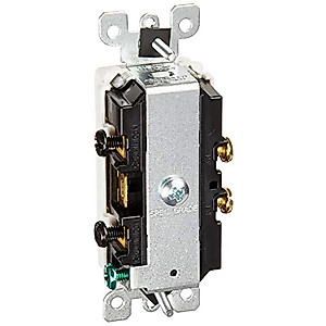 Leviton 5627-W 20 Amp, 120/277 Volt, Decora Single-Pole / Single-Pole AC Combination Switch, Commercial Grade, Grounding, White