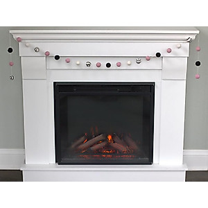 Pink Black White Felt Ball Swirl and Dot Garland- Children Home Decor, Valentine's Holiday- 1" (2.5 cm) Wool Felt Balls