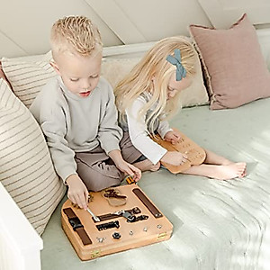 Montessori Busy Board Toys for 3+ Years Old 4 in 1 Learning Toy for 4 Years Old Toddler Montessori Toys Age 3-4 Boys Girls Tracing Screwdriver Board Set Sensory Board Toddler Montessori Toys Age