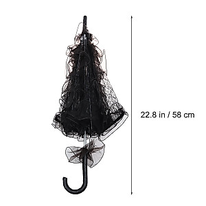 LUOEM Wedding Lace Parasol Umbrella Wedding Bride Umbrella Black Umbrella Photo Prop for Wedding Bridal Decoration - Size Small