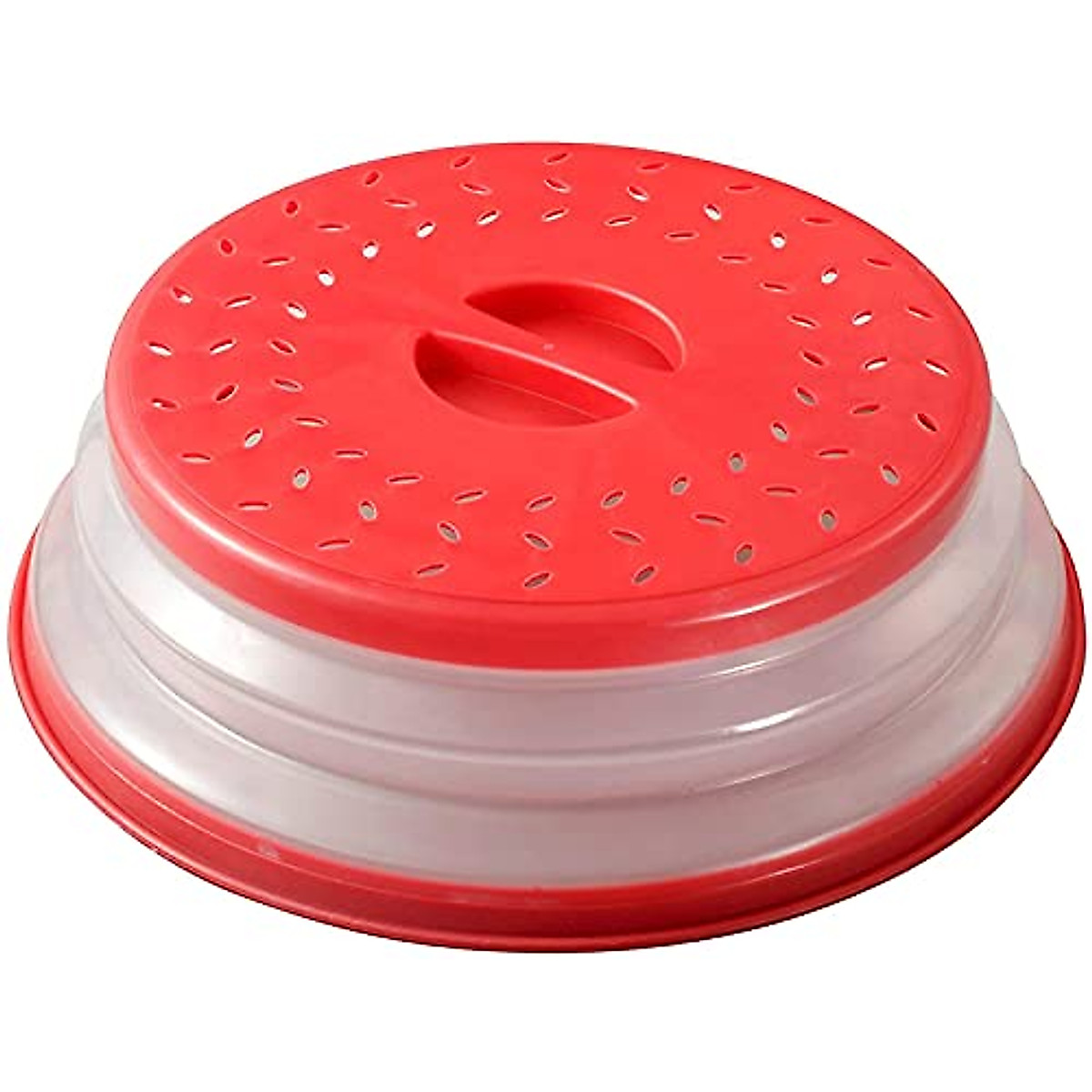 Collapsible Microwave Food Plate Cover,Vented,BPA Free Food Grade Silicone Lid-Red