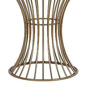 COSMOLiving by COSMOPOLITAN Westwood Modern Clear Tempered Glass Round Top Dining Table with Hourglass Gold Base - Brass