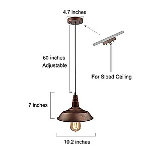 LNC Pendant Lighting for Kitchen Island Farmhouse Bran Hanging Fixtures with Rustic Finish Fit in Bedroom, Foyer, Hallway, 10.2”W*7”H, A0190702, Brown