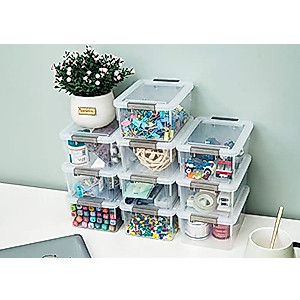 Citylife 1.3 QT 10 Pack Small Storage Bins & 6 Packs Small Storage Bins with Lids 3.2 QT Plastic Storage Containers for Organizing Stackable Clear Storage Boxes