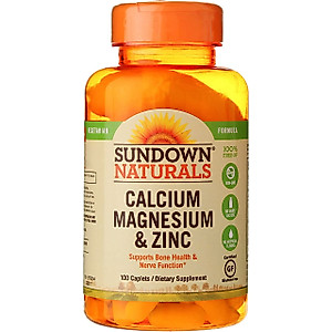 Sundown Naturals Calcium Magnesium and Zinc Caplets - 100 ct, Pack of 6