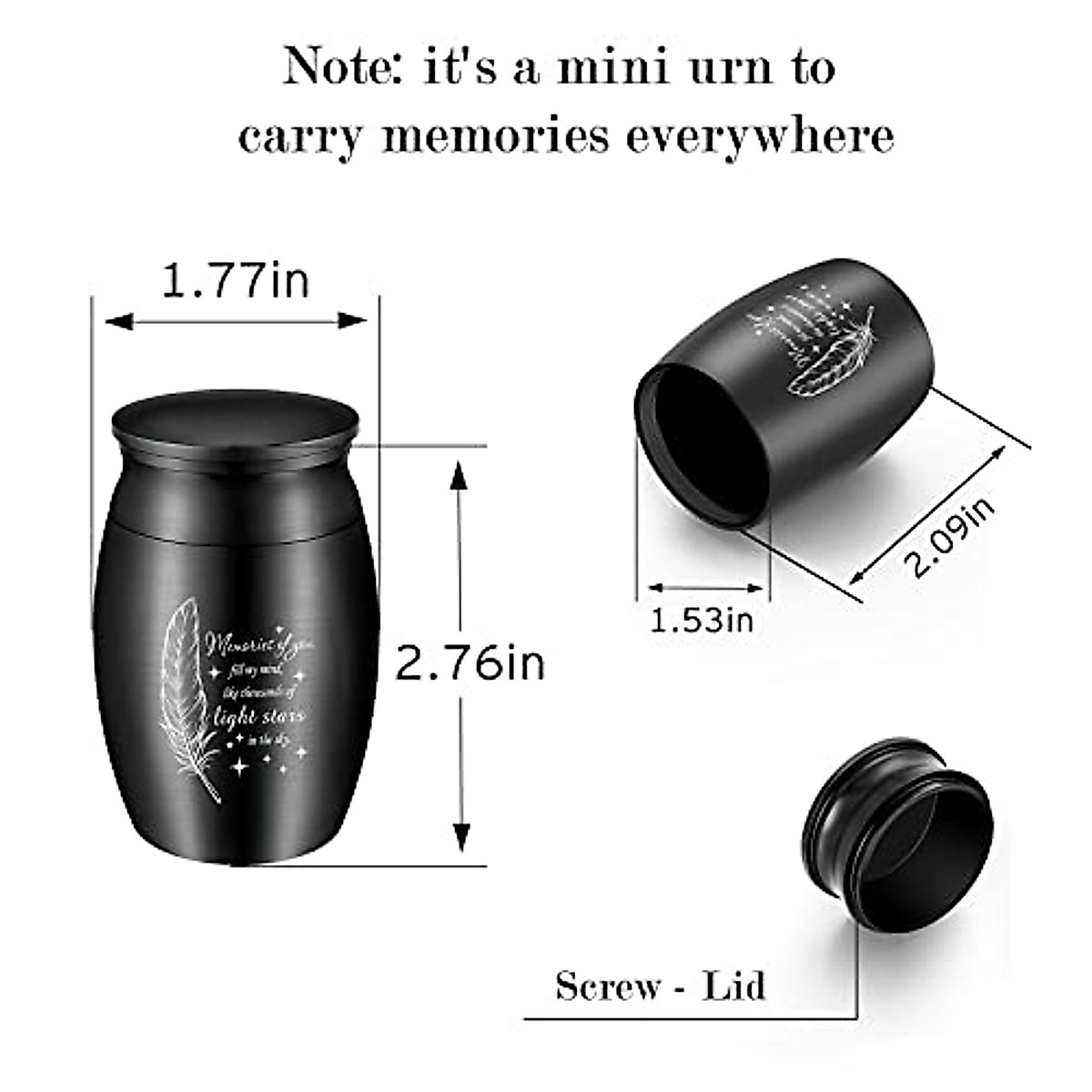 Small Keepsake Urn for Ashes Aluminum Small Ash Urn Mini Cremation Urns for Human Dad Mom Decorative Funeral Urn for Memorial