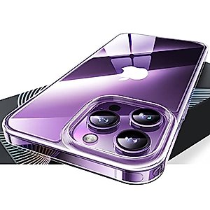 TORRAS Diamond Clear iPhone 14 Pro Case, 10FT Military Grade Drop Tested, Non-Yellowing, Shockproof Protective Hard Back Slim Thin Clear Case for iPhone 14 Pro Phone Case, 6.1 Inch, Clear
