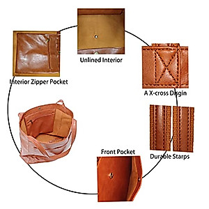 Women Tote Bags Top Handle Satchel Handbags PU Faux Leather Shoulder Purse (saddle tan)