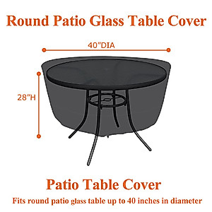 Cozzka 40 inch Round Patio Glass Top Table Cover Heavy Duty Waterproof Patio Table Cover for Round Dining Table