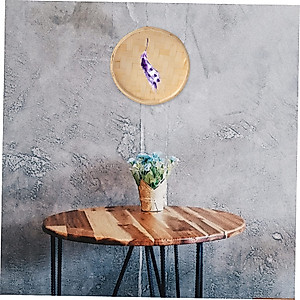 JEWEDECO Desk Topper 3pcs Bamboo Dustpan Wicker Bamboo Sieve Tablescape Decor