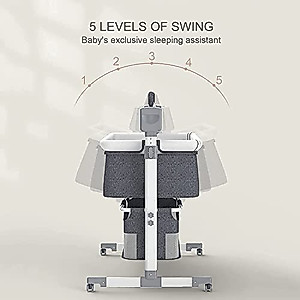 HSIKUML Music Baby Swings, Electric Baby Bassinet Bedside Sleeper Timing Rocking Crib, Baby Bassinet with Remote Control, 3-in-1 Adjustable Height Folding Baby Bed with Storage Basket (Color : Blue)