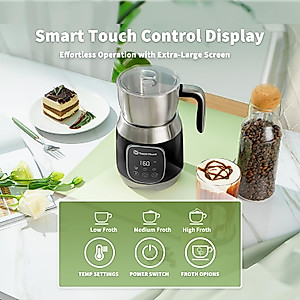 Maestri House Milk Frother, 21OZ Variable Temp and Froth Thickness Milk Frother and Steamer, Smart Touch Control Milk Warmer, Dishwasher Safe, Memory Function for Latte Cappuccino Hot Chocolate