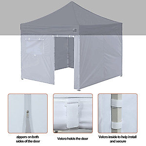 Eurmax USA Zippered Walls for 10 x 20 Easy Pop Up Canopy Tent, Full Enclosure Sidewall Kit with Roller Up Mesh Window and Door 4 Walls ONLY,NOT Including Frame and Top(Orange)