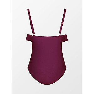 CUPSHE Women Swimsuit Plus Size One Piece Bathing Suit Flowy Ruffle Trim Ruched Front Tummy Control 1X, Purple