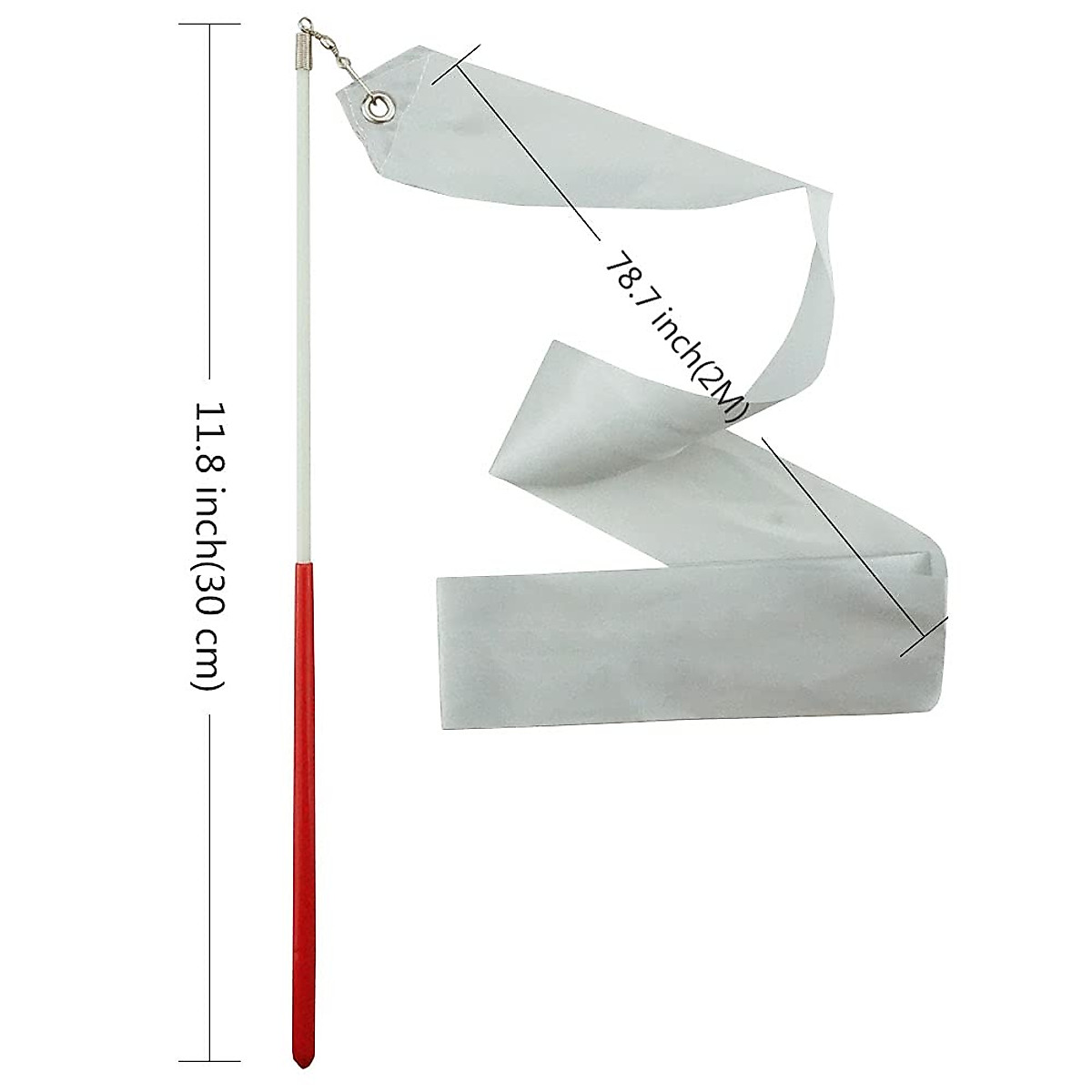 FAZHBARY 2 Pack Silvery Rhythmic Gymnastics Wands Praise Dancing Streamers for Kids Baton Twirling Talent Shows Artistic Dancing