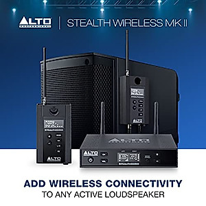 Alto Professional Stealth MKII-UHF Stereo Wireless Audio System for Active Speakers with Transmitter and 2 Receivers, 2 XLR Ins, Expandable