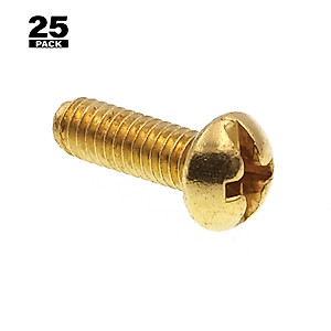 Prime-Line 9003474 Machine Screw, Round Head, Slotted/Phillips Combo, #8-32 X 1/2 in, Solid Brass, Pack of 25