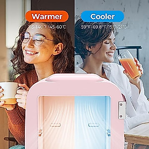 Tiastar Mini Fridge, 4 Liter /6 Cans Skincare Fridge for Bedroom, Dorm, Car, Office, 110V AC/ 12V DC Small Fridge, Thermoelectric Cooler and Warmer, Pink