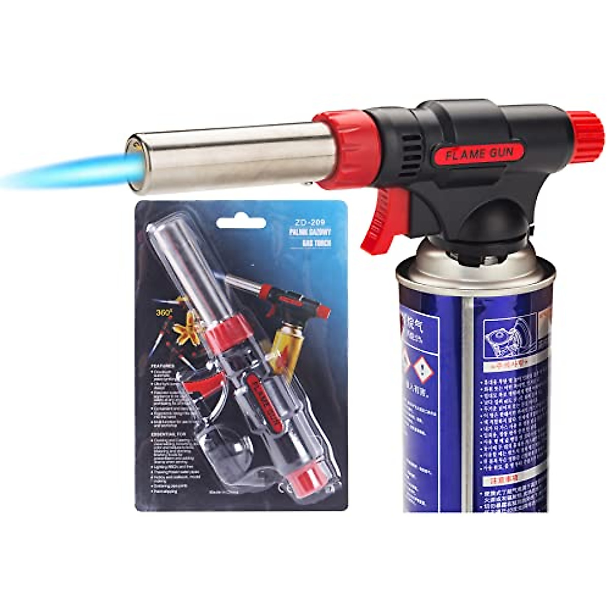 SINKUG Cutting Torches, Blow Torches with Adjustable Continuous Flame,Butane Lighter Blow Torch Cooking Torch Refillable for Desserts,Creme Brulee,Baking and Soldering