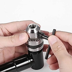 Right Angle Adapter Drill, Gearwoo 90 degree Cordless Right Angle Drill Attachment Adapter With 3/8" Keyed Chuck 8mm Hex Shank Power Tool Accessory