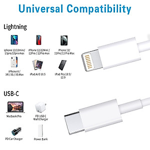 【Apple MFi Certified】USB C to Lightning Cable,Belcompany 2 Pack iPhone Fast Charger Cable Power Delivery Lightning to USB C Charger Cord for iPhone 12 Pro Max/11 Pro/X/XS/XR/8 P/iPad/AirPods Pro-6.6ft