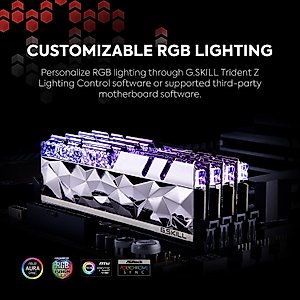 G.SKILL Trident Z Royal Elite Series (Intel XMP) DDR4 RAM 64GB (4x16GB) 3600MT/s CL16-19-19-39 1.35V Desktop Computer Memory UDIMM - Silver (F4-3600C16Q-64GTESC)
