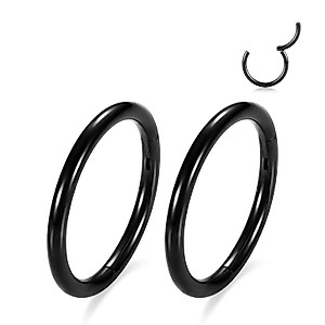 GAGABODY 16g Nose Ring Hoop Earrings Black Nose Hoops 16 Gauge Lip Rings Septum Hoop Seamless Septum Clicker 8mm Septum Ring Cartilage Earring Helix Earring Rook Earrings Nose Rings Surgical Steel