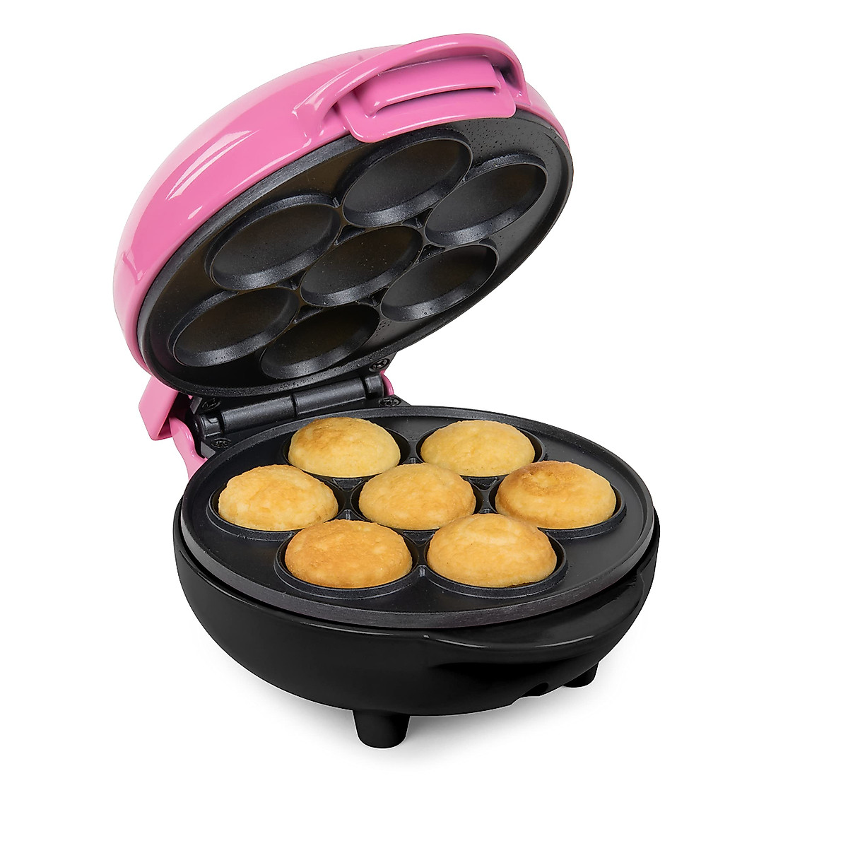 Nostalgia MyMini Cupcake Maker, Compact Size for Dorms, Apartments, Makes 7 Mini Cakes, Non-Stick Surface, Easy-To-Clean, Perfect for Dessert, Breakfast, or Snacks, Keto Friendly, Pink
