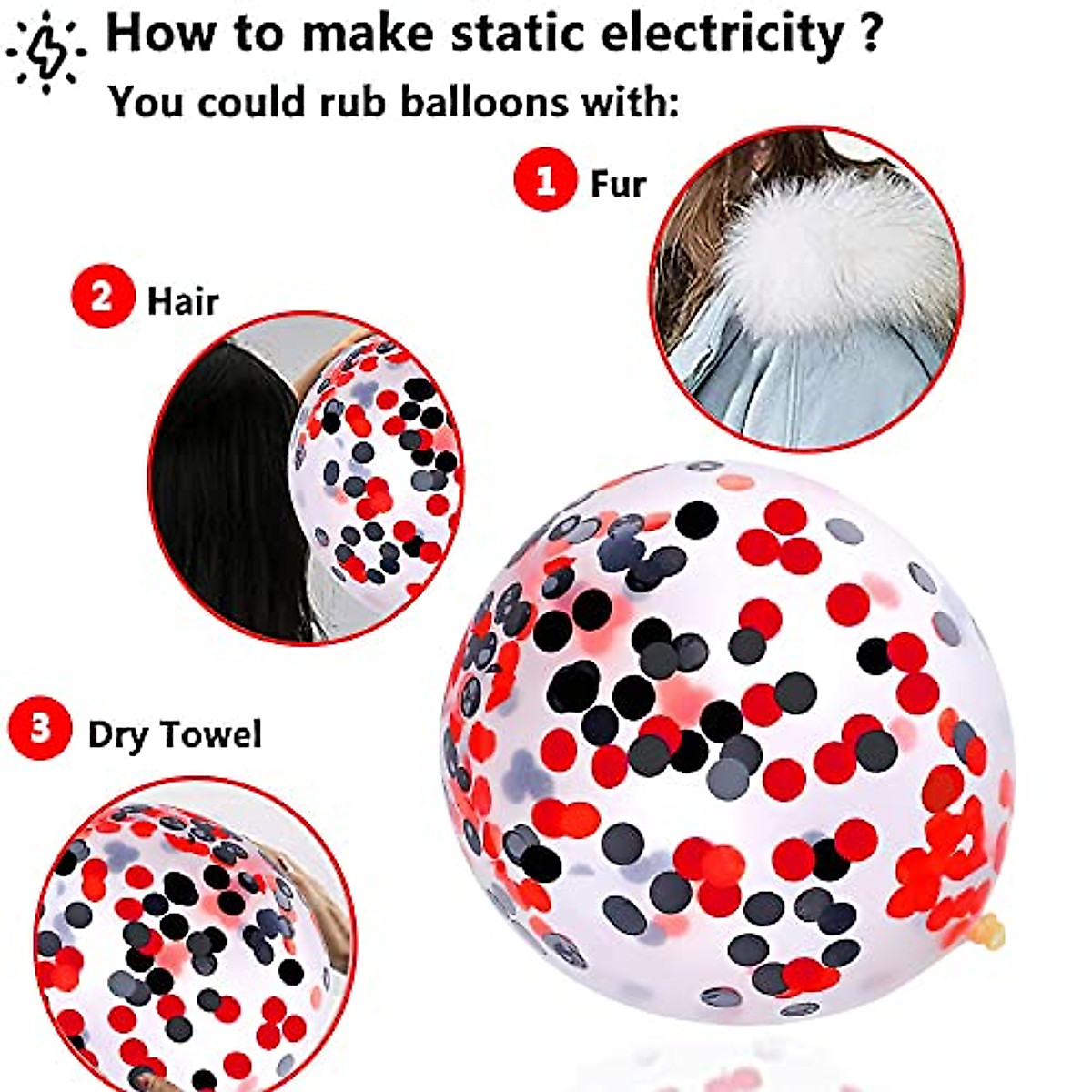 Red Black Balloon Garland kit, 120pcs Red Silver Black Balloons and Confetti Balloons for Prom Single Party Baby Shower Birthday Graduation Decorations