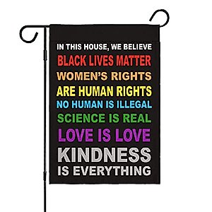 Pride Flag Garden Flags for in This House We Believe Science Is Real Black Lives Matter Vertical Double Sided 12.5"X18" Indoor Yard Outdoor Decoration