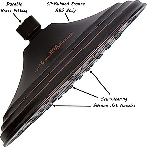 Rainfall Shower Head - 8 Inch Large Overhead Rain Showerhead With Pressure Boosting High Flow, 2.5 GPM - Oil-Rubbed Bronze