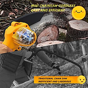 Mini Chainsaw 6 Inch, Battery Powered Brushless Cordless Mini Chainsaw With 2 x 2000mAh Rechargeable Battery, Portable One-Handed Handheld Small Electric Chainsaw for Tree Trimming Wood Cutting
