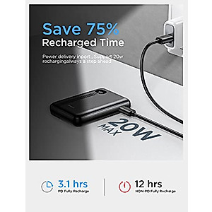 AINOPE Portable Charger The Smallest 10000mAh Power Bank USB C Mini Portable Charger PD 20W Fast Charge Portable Battery Charger Tri-Output Phone Charger Compatible with iPhone 14 Pro Max iPad Samsung