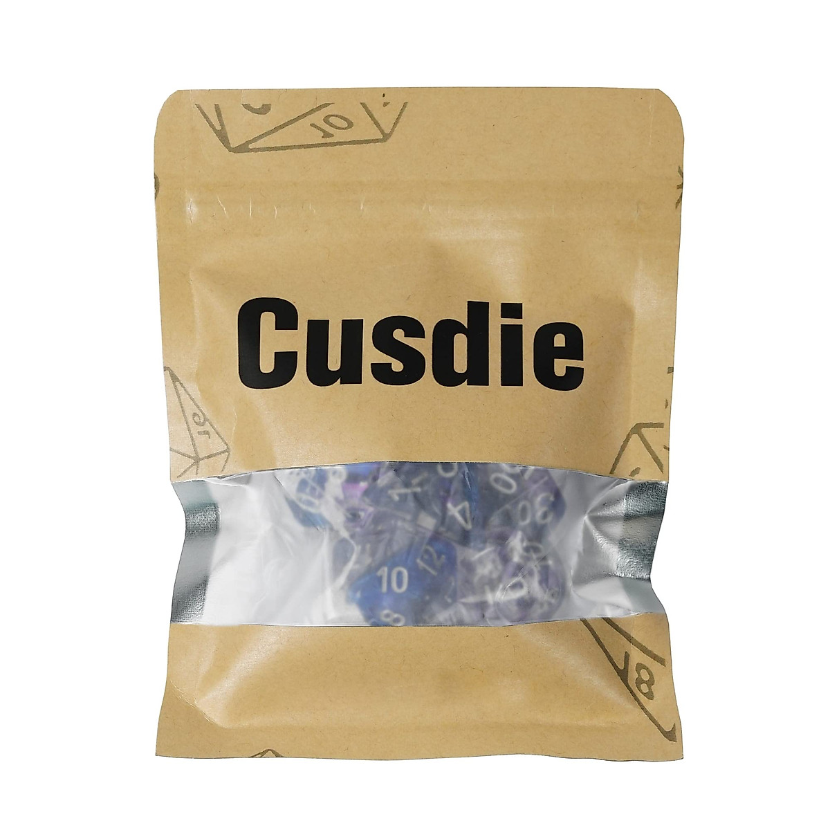 Cusdie 7-Die DND Dice, Polyhedral Dice Set Filled with Eyeball, for Role Playing Game Dungeons and Dragons D&D Dice MTG Pathfinder (Purple Eyeball)