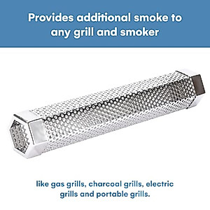 Flybold Pellet Smoker Tube - Smoke Tube for Cold or Hot Smoking - Premium Stainless Steel Smoke Tubes for Grills - Ideal for Grill or BBQ Recipe Ideas - Great for Smoking Steaks, Fish, or Pork