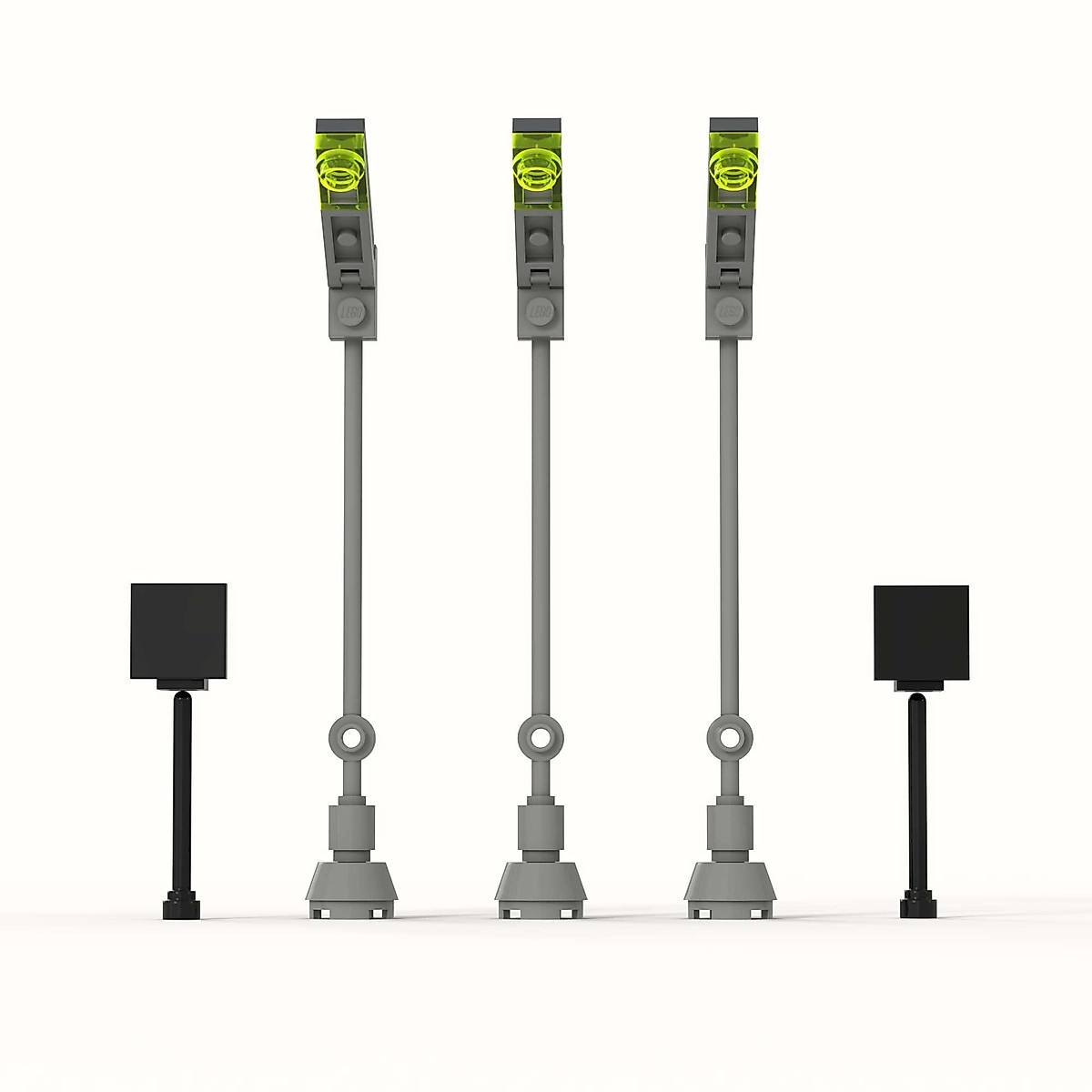 Building Toys 2 Lane Main Road Traffic Light City Town Village Street Stop Sign Bus Stop Post Box Compatible with All Major Brick Brands Educational Toy Ages 4+ 1:64 (3 Street Lights 2 Stop Signs)