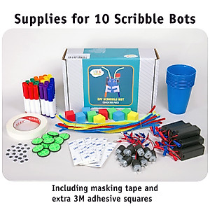 DIY Doodling Scribble Bot Kit – Bulk Pack of 10 Motorized Art Robot Projects for Kids - STEM & STEAM Learning Activity