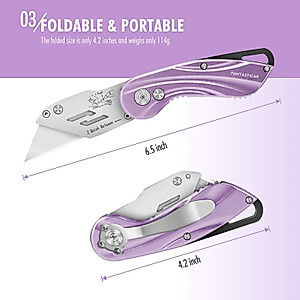 FantastiCAR Purple Utility knife Box cutter with Extra Blades and Multifunctional Pliers Set, Stainless Steel Body and Gift Packaging Box