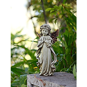 Napco 11231 Praying Angel with Bronze Wings Garden Statue, 12.5"