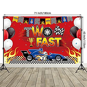 Two Fast Backdrop Two Fast Birthday Decorations Racing Theme Party Decorations Racing Car Second Birthday Photography Background Racing Boys Kids Birthday Party Supplies