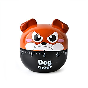 Cute Cartoon Dog Machinery Timers 60 Minutes Mechanical Kitchen Cooking Timer Clock Loud Alarm Counters Manual Timer Mini Size Kitchen Utensil (Brown)