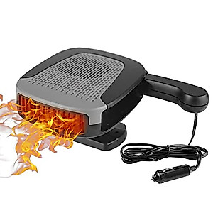 WAMTHUS Portable Car Heater, 12V 150W Car Fan with Air Purification 2 in 1 Fast Heating & Cooling Function Plug in Cigarette Lighter Car Defroster(Grey)