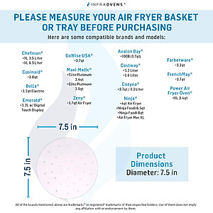 Air Fryer Parchment Paper Liners 7.5 in Accessories Compatible with Habor, Maxi-Matic Elite Platinum, Ninja Foodi, Power Airfryer Oven, Frenchmay, Zeny, NutriChef +More - 100 pcs + 1 Grill Mat