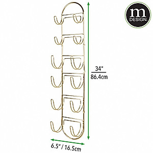mDesign Steel Wall Mount Towel Rack with 6 Compartments - Towel Holder and Towel Storage Shelf Organizer for Bathroom, Powder Room - Concerto Collection - Soft Brass