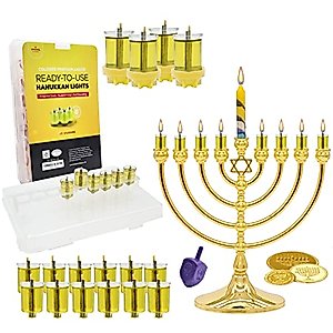 Hanukkah Pre-Filled Olive Oil Glass Cup Candles, 2.5 Hours, 100 Percent Olive Oil Pre-Filled Ready to Use - 44 Cups for All 8 Nights of Hanukkah