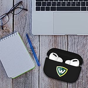 OTM Essentials Officially Licensed Wayne State University Earbuds Case - Black - Compatible with AirPods PRO and Mobile Charging