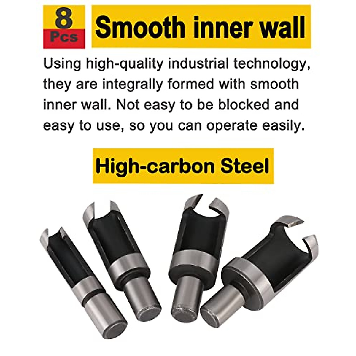 Rocaris 8pcs Wood Plug Cutter Drill Bit Set Straight and Tapered Taper Cutting Tool Cork Drill Bit Knife 6mm 10mm 13mm 16mm